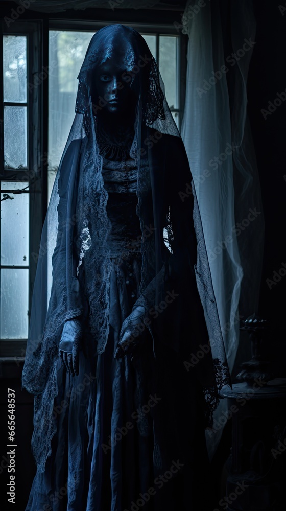 Wraith Witch in Mourning: A witch in Victorian mourning attire, her ...