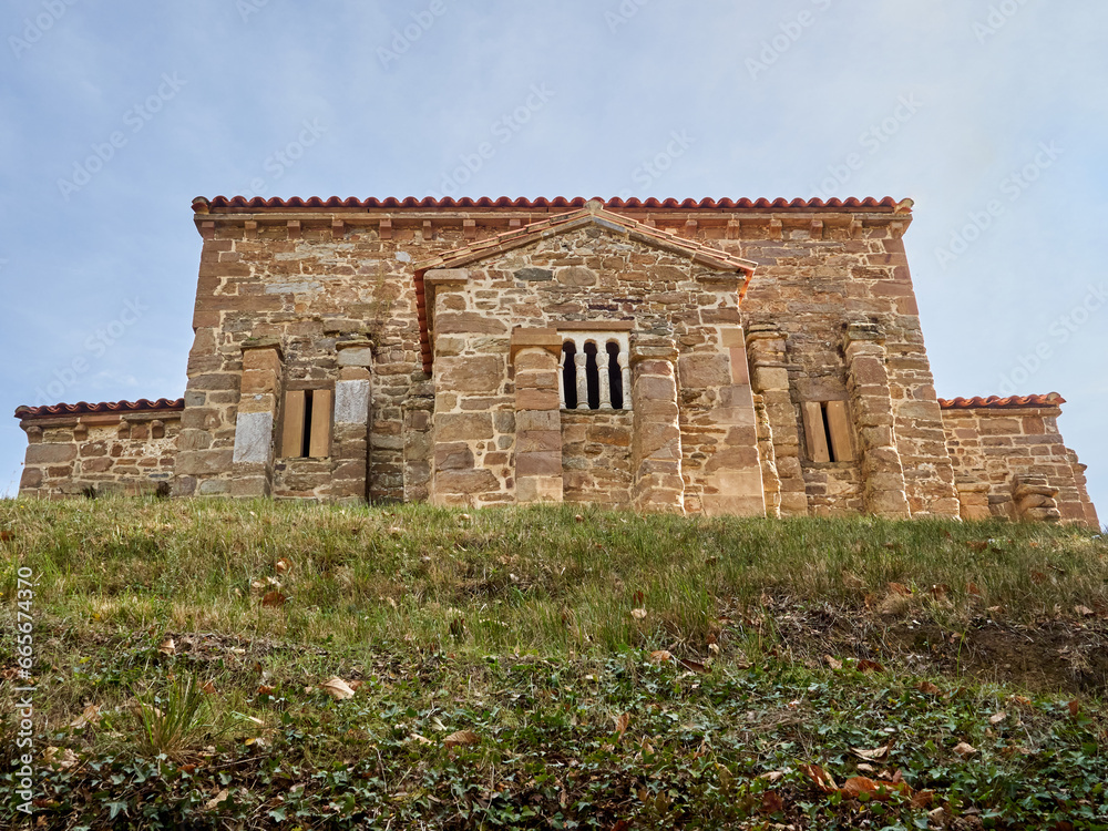 Lateral view of Santa Cristina de Lena, St Christine of Lena, a pre ...