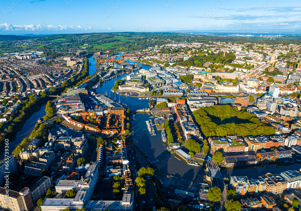 Aerial view of central Bristol in sunny morning, England Stock Photo ...