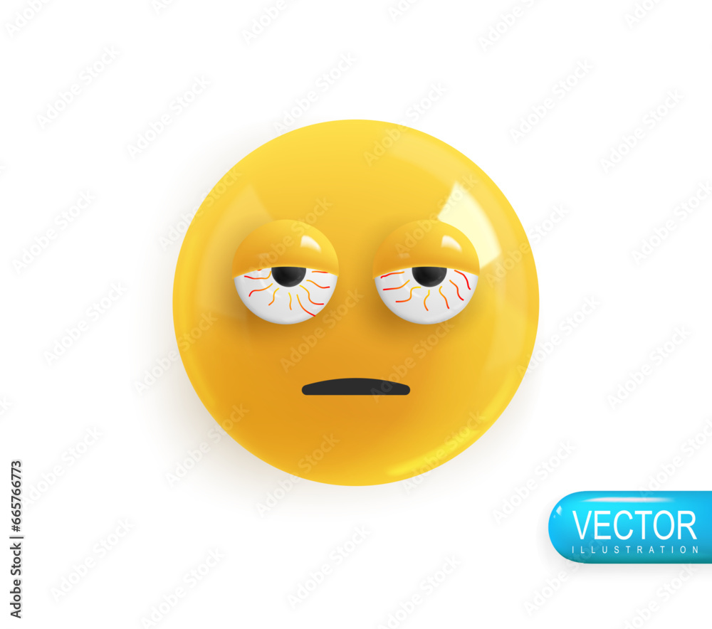Emoji face. Realistic 3d design. Emoticon yellow glossy color. Icon in ...