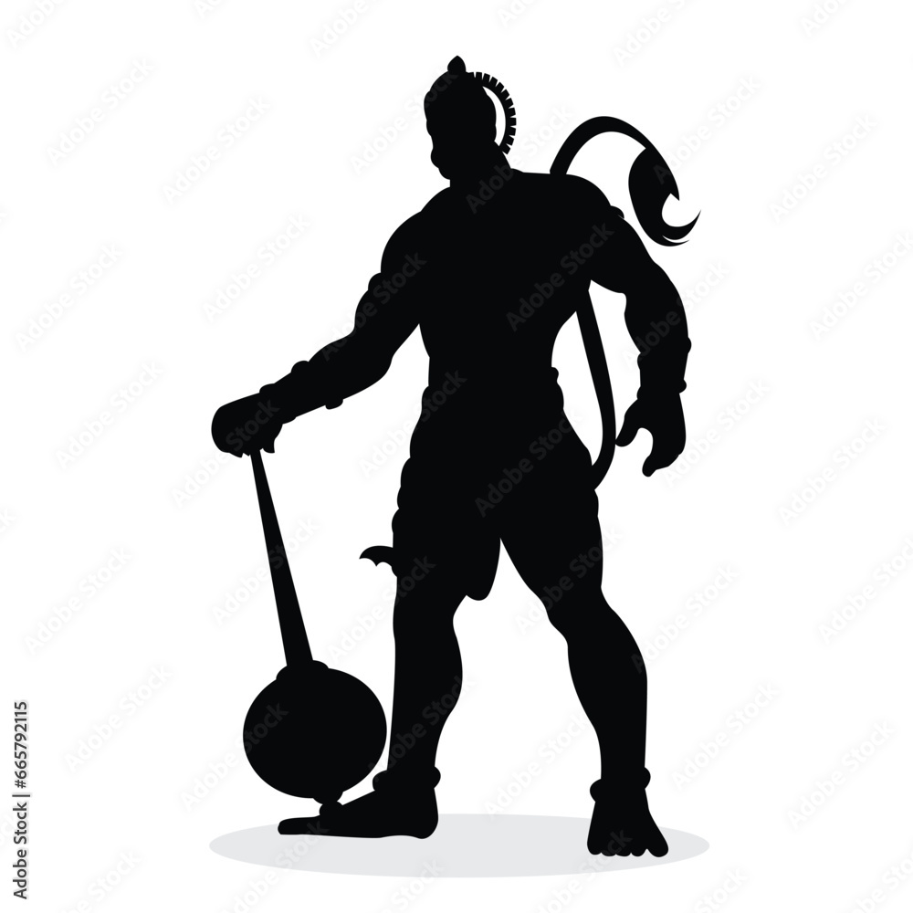 Hanumanji is "Mahavir." vector image of Lord Hanuman.silhouette of ...
