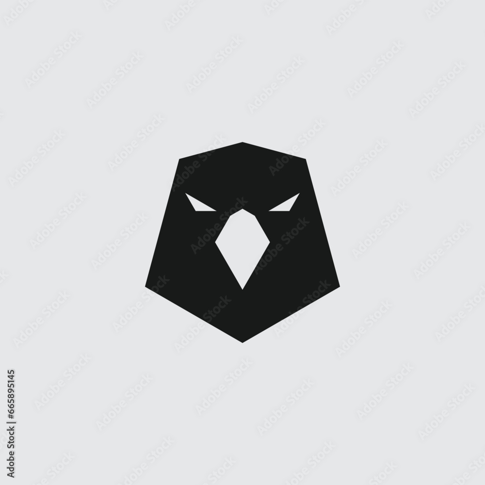 modern and bold simple hexagonal eagle falcon head logo vector black isolated on white ...