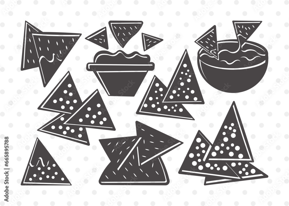 Nachos Clipart SVG Cut File | Nacho With Cheese Svg | Guacamole Nachos ...