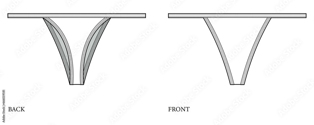Tanga Thong technical fashion illustration. Tanga Thong vector template ...