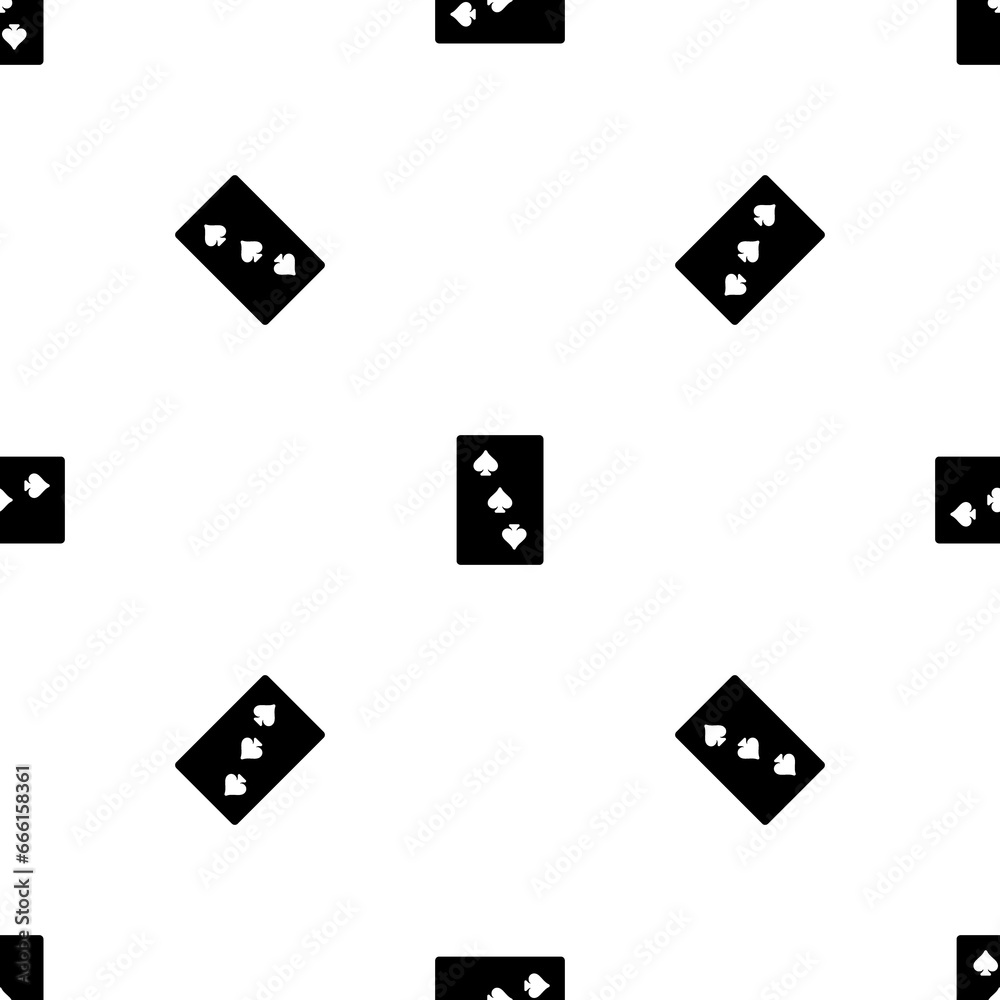 Seamless pattern of repeated black Three of Spades playing cards ...