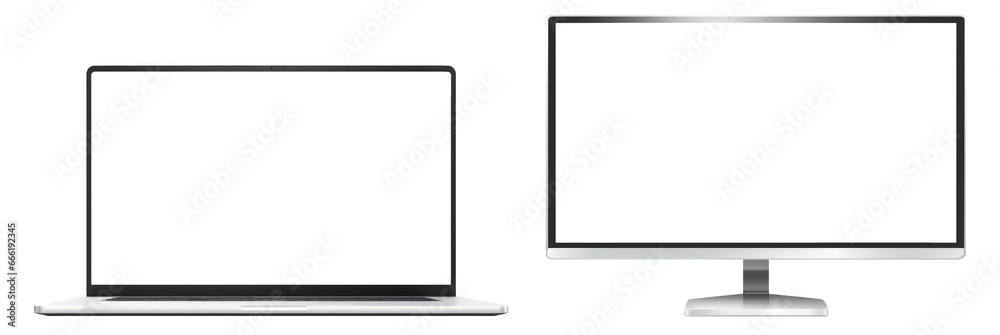 Collection set of Computer monitor and Laptop mockup. Pc template with ...