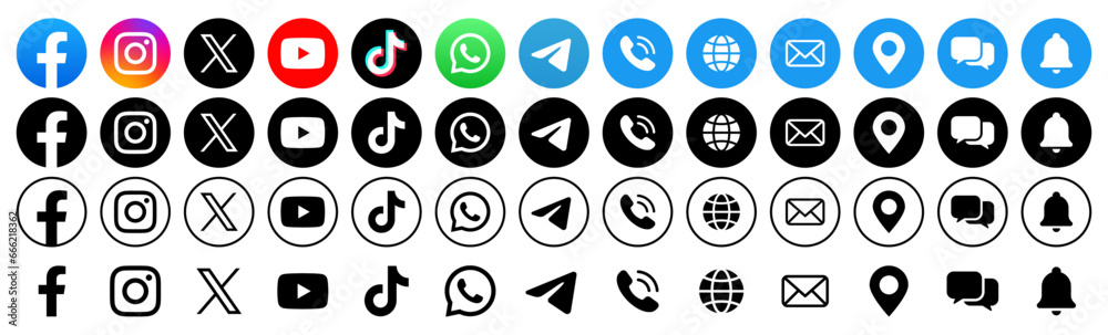 social media icons. social media logo , facebook, instagram, youtube ...