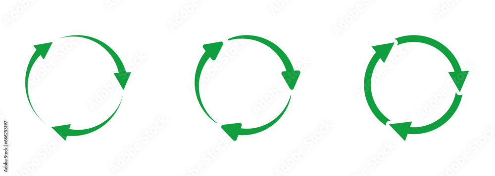 Circular Arrow Icon Set. Recycle and Eco-Friendly Sign. Reuse Ecology Organic Product Pictogram ...