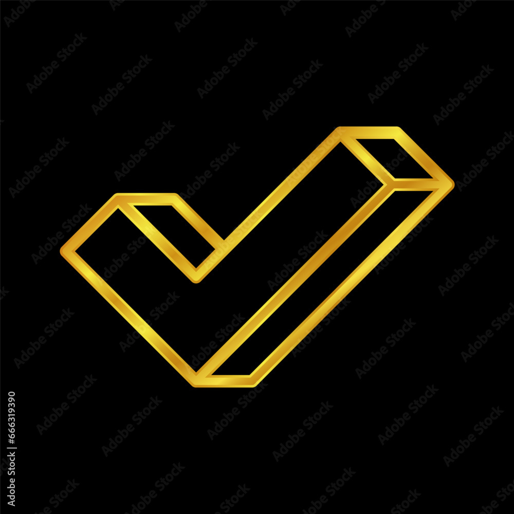 gold colored checkmark vector logo template. Simple mark graphic design ...
