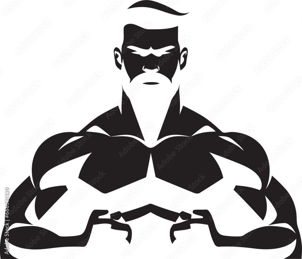 Flexing Glory Black Vector Depiction of Muscular Triumph Mighty Muscles ...