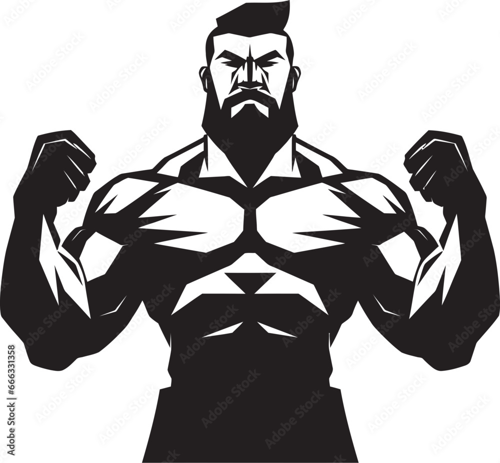 Pinnacle of Power Monochromatic Vector Tribute to Bodybuilding ...