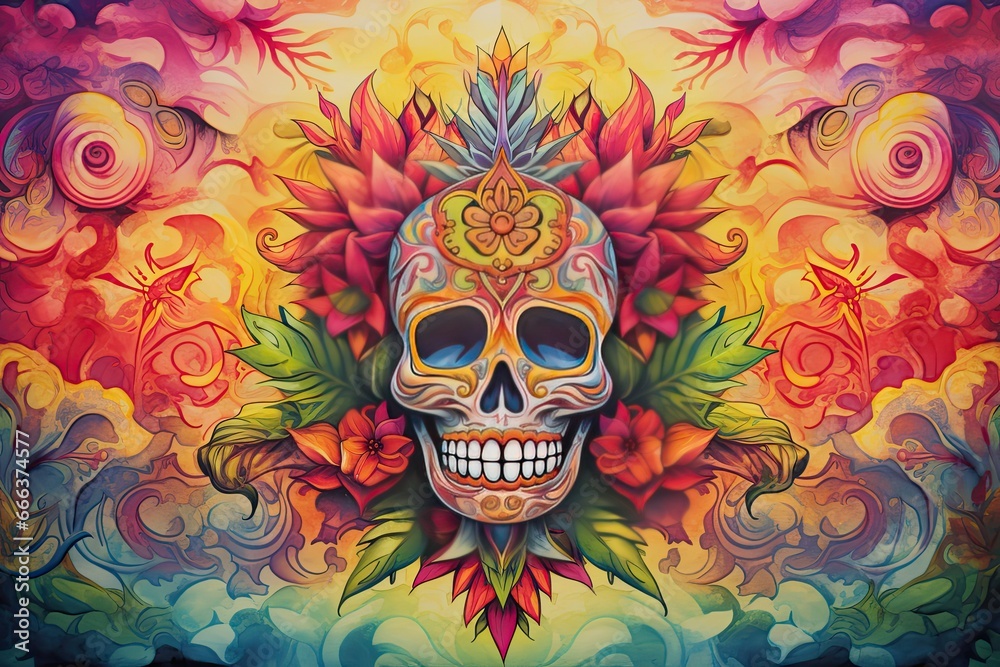 Chicano Wallpaper: Vibrant Watercolor Painting on Canvas - A ...