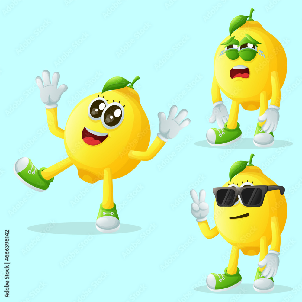Cute lemon characters with emoticon faces Stock Vector | Adobe Stock