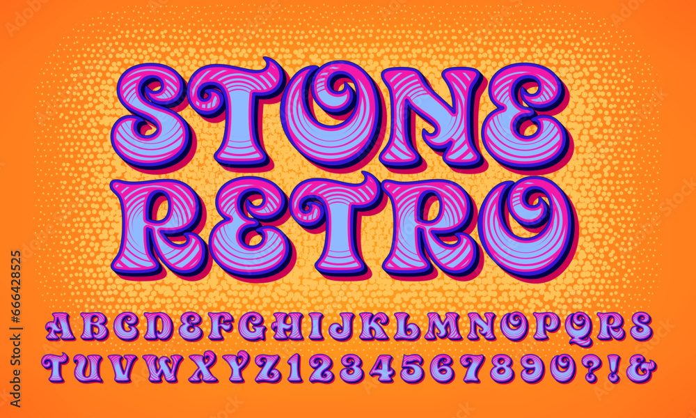 Stone Retro is a vintage style 1960s or 1970s psychedelic pop art ...