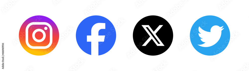 Instagram icon. Facebook and twitter logo. Instagram and X logo ...