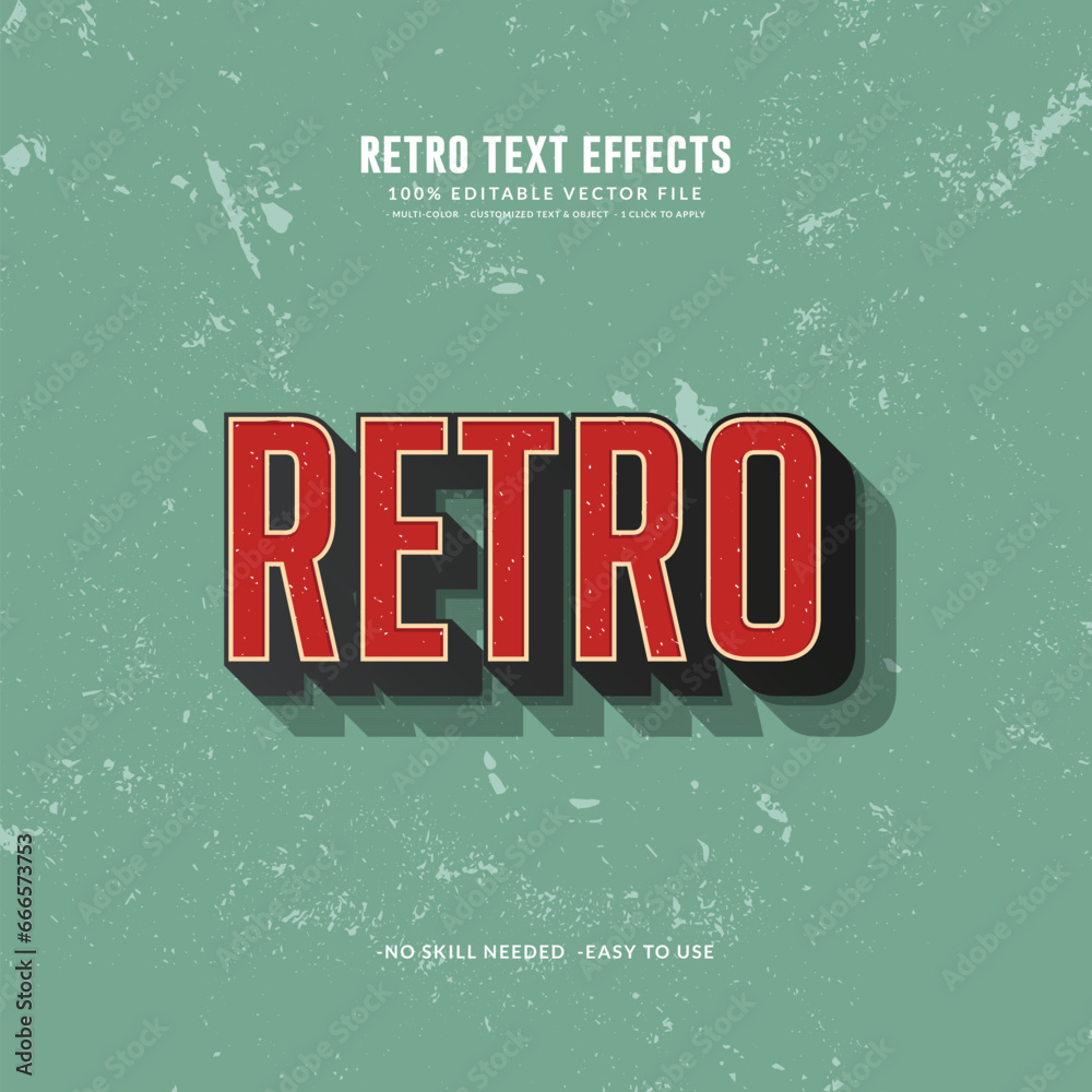 Editable Retro Text Effects 70s and 80s text style and vintage color ...