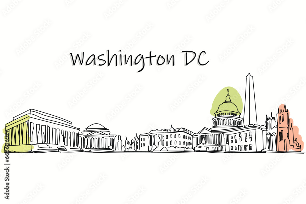 This is a line artof Washington DC skyline Stock Vector | Adobe Stock