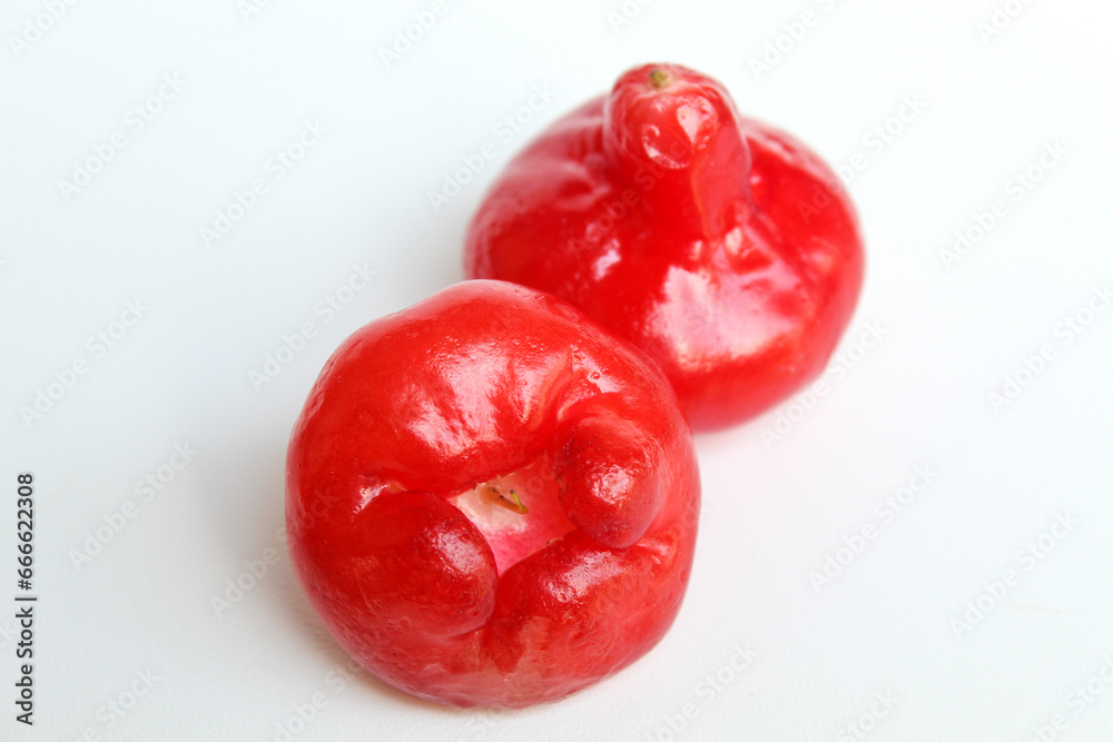 Small and red colored fruit of Syzygium aqueum. Also known as water ...