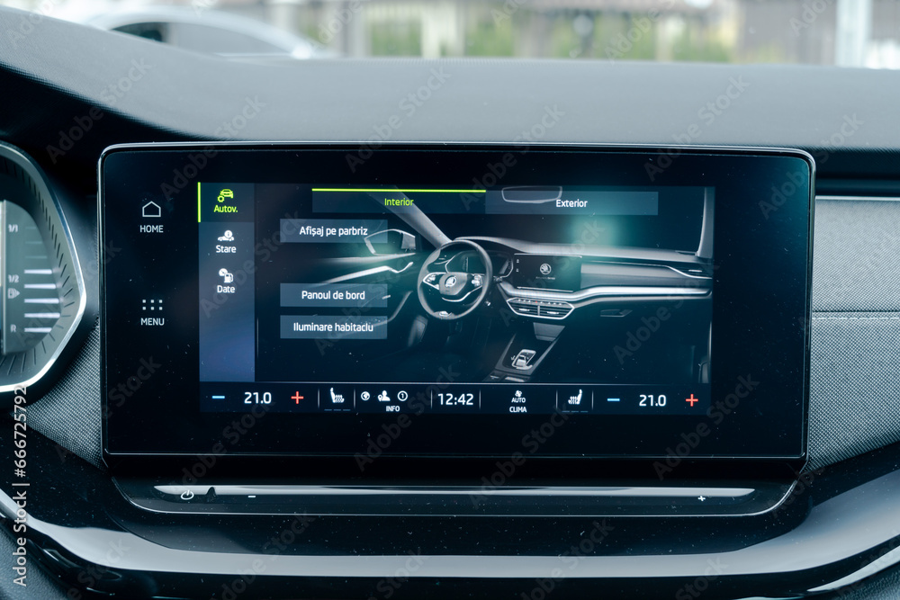 Cluj-Napoca, Cluj-Romania-03.11.2024 - Skoda Octavia 2021 navigation ...