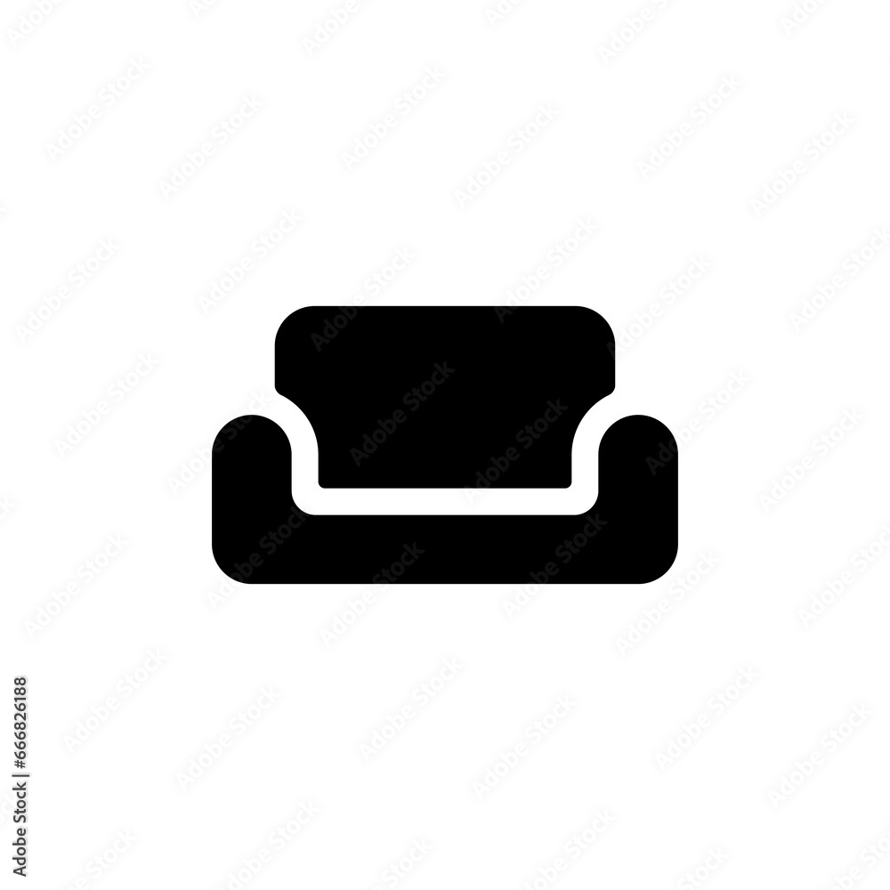 Sofa, couch icon. Designation of the furniture section in the store. A ...