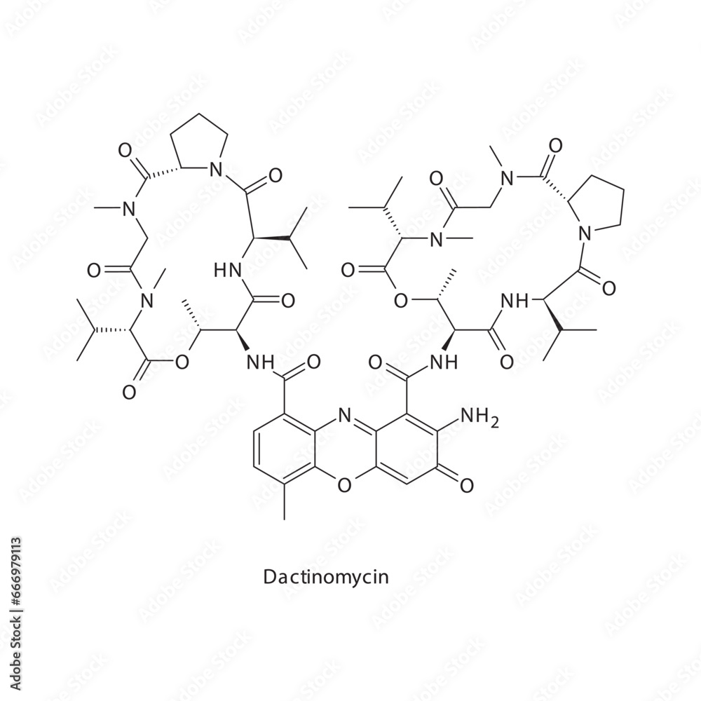 Dactinomycin flat skeletal molecular structure DNA Replication ...