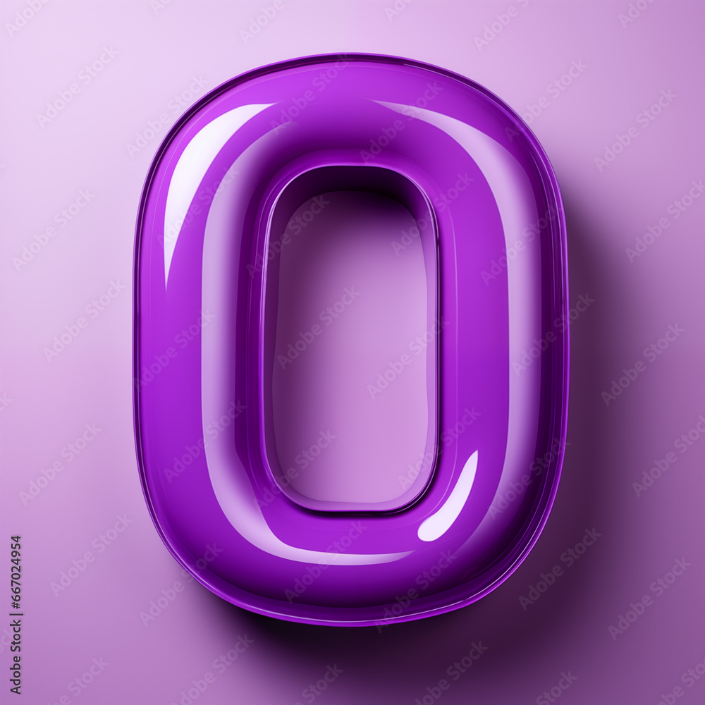 Dígito Cero, 3D, ilustración, número morado, fondo lila, símbolo de ...