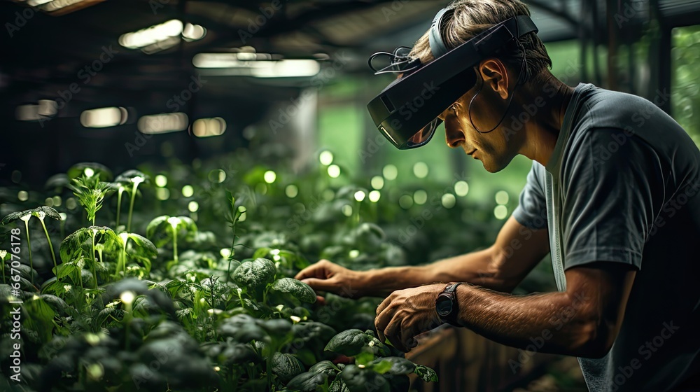 Smart farm, agriculture concept, farmer use data augmented mixed ...