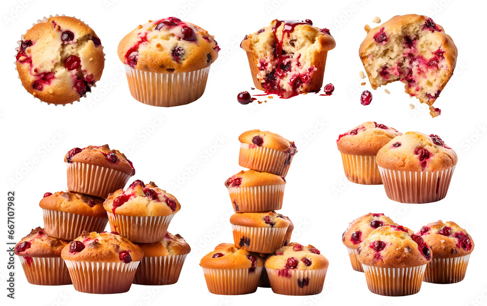 Cranberry muffin muffins on transparent background cutout, PNG file ...