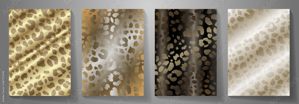 Premium gold cover design set with leopard pattern. Luxury background ...