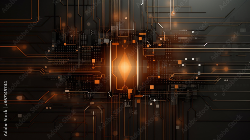 Graphic illustration of electronic circuit board design and schematic ...