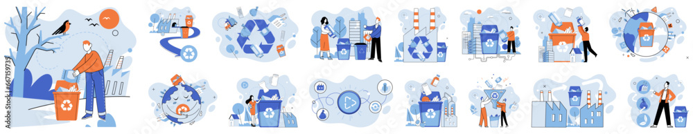 Waste management. Vector illustration. Sorting and separating ...