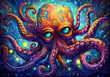Colorful Octopus Art Print Free Stock Photo - Public Domain Pictures