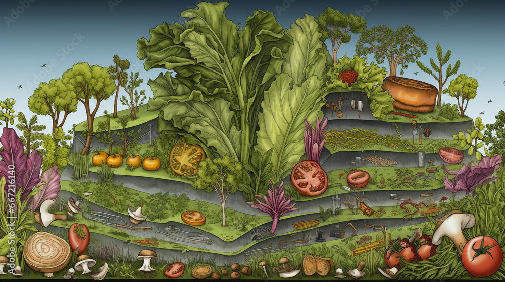 Nutrient absorption: A medical illustration depicting the digestive ...