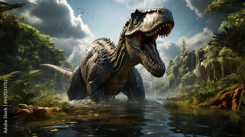 Ilustración de Stock Gigantosaurus megalonyx. Illustration of a huge dinosaur. Herbivorous ...