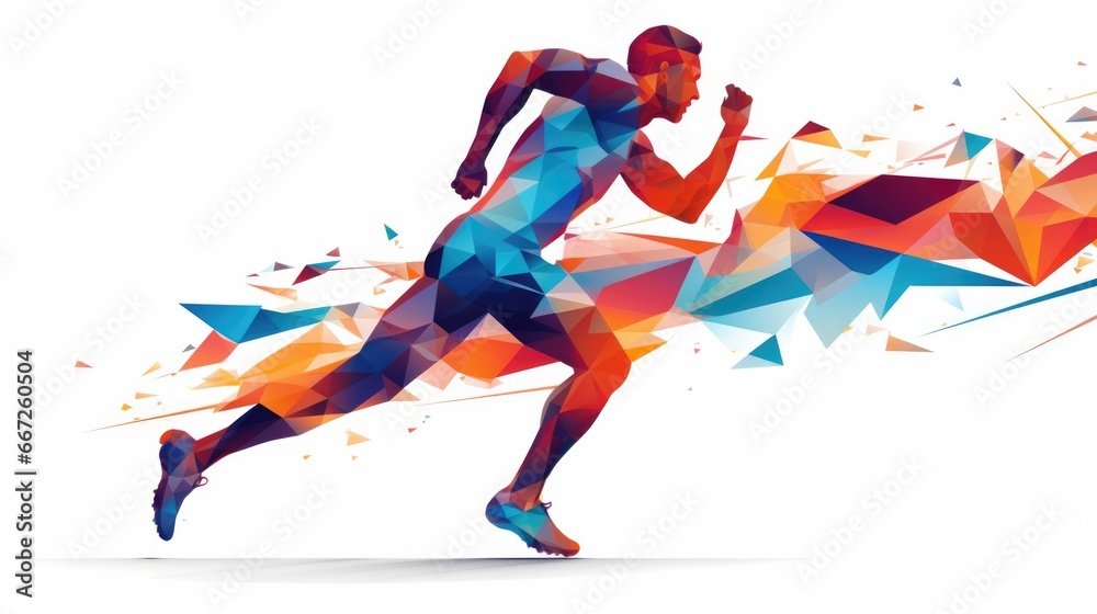 Geometric running man in vector on white background Stock Illustration ...