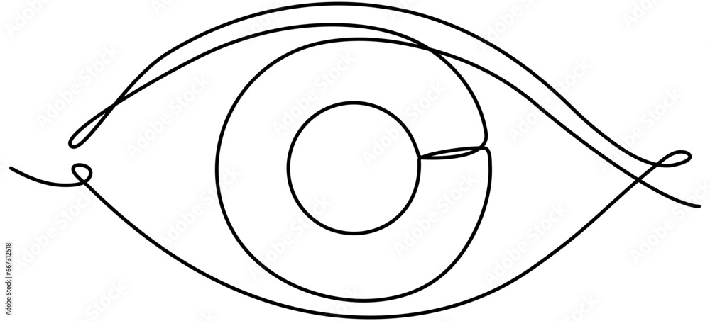 Eye continuous one line drawing. Hand drawn outline human eye. Vector ...