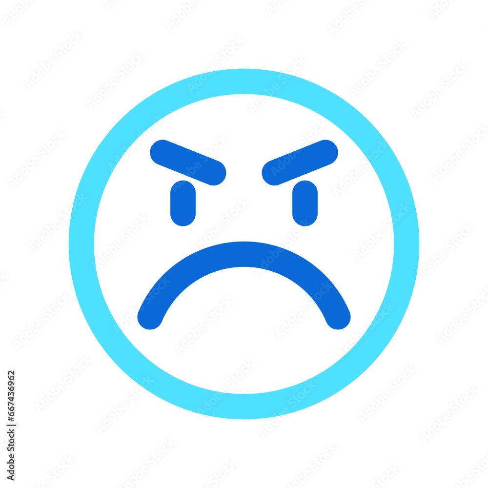 Editable upset, angry, mad expression emoticon vector icon. Part of a ...