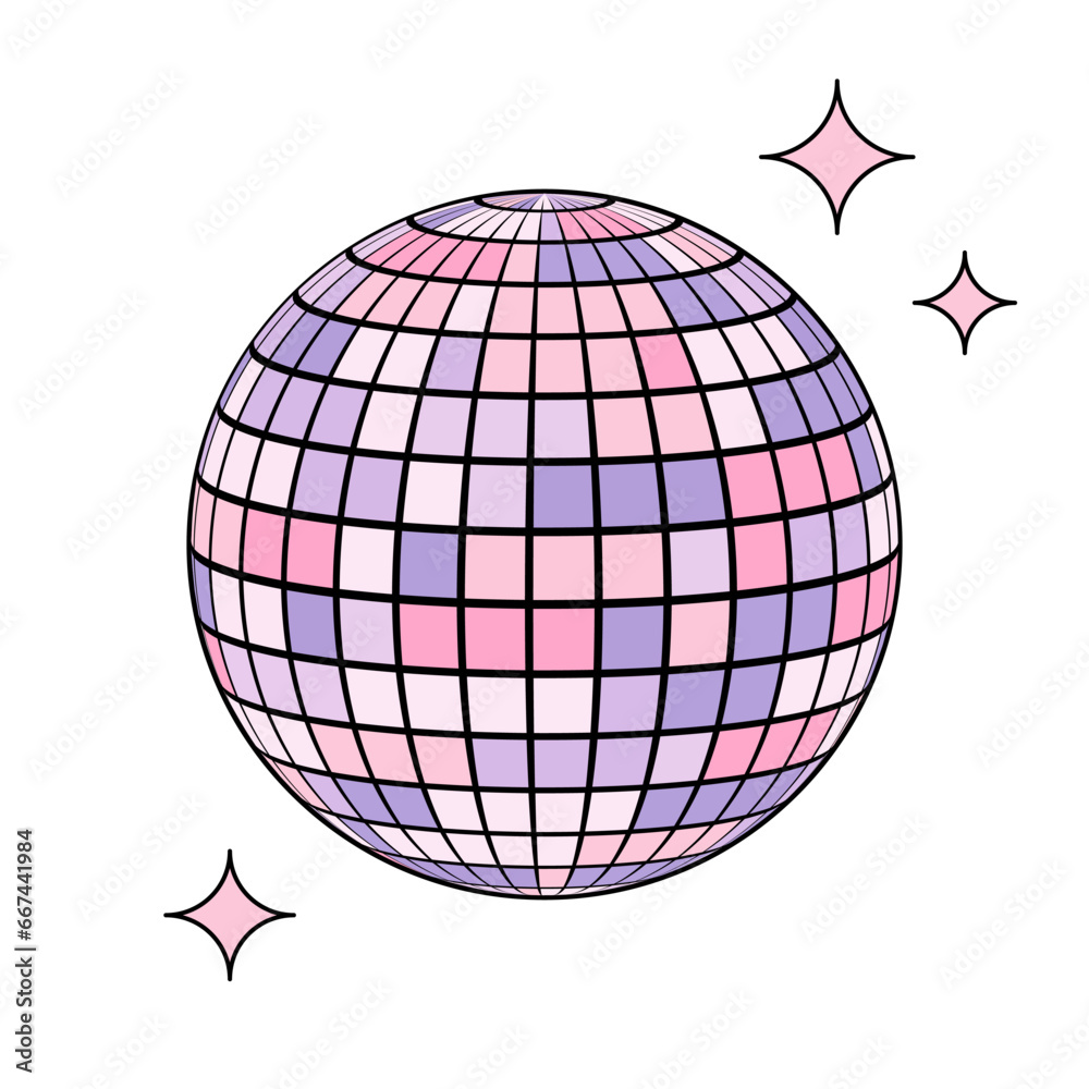 vector illustration of a retro disco ball isolated on white for banners ...