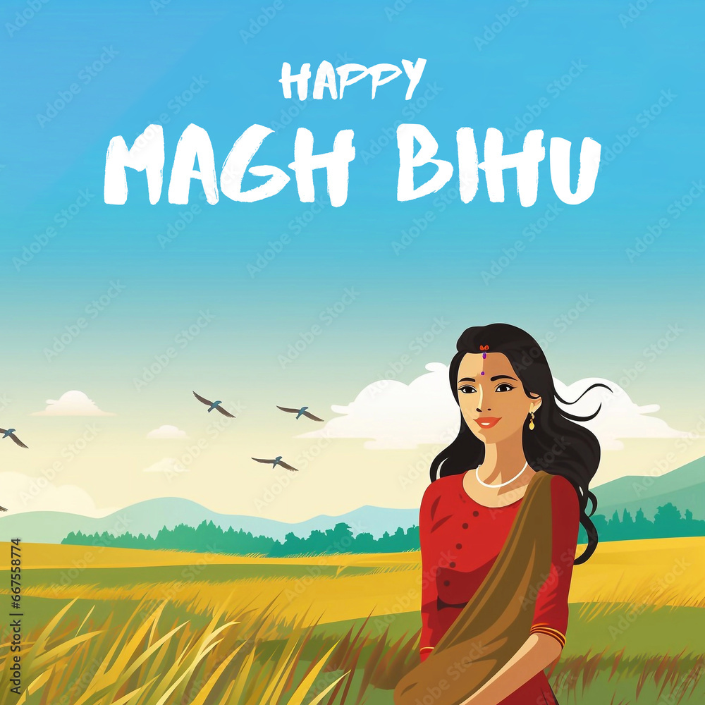 Indian Magh Bihu Festival. Stock Illustration | Adobe Stock