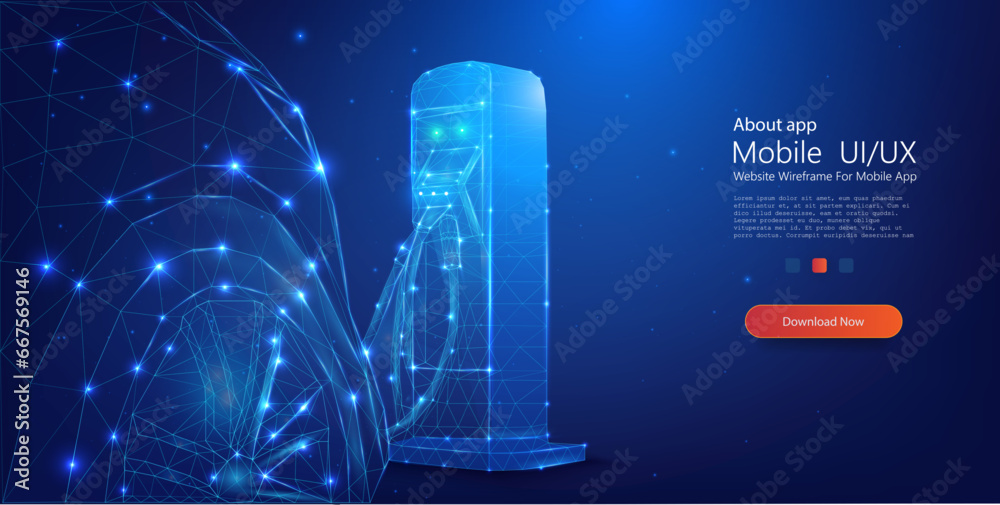Futuristic Digital Gas Pump: Illuminated Polygonal Mesh Design on a ...