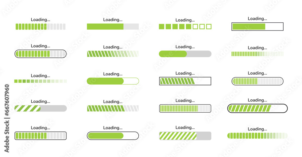 Loading bar progress icons. Load sign vector illustration. System software update and upgrade ...