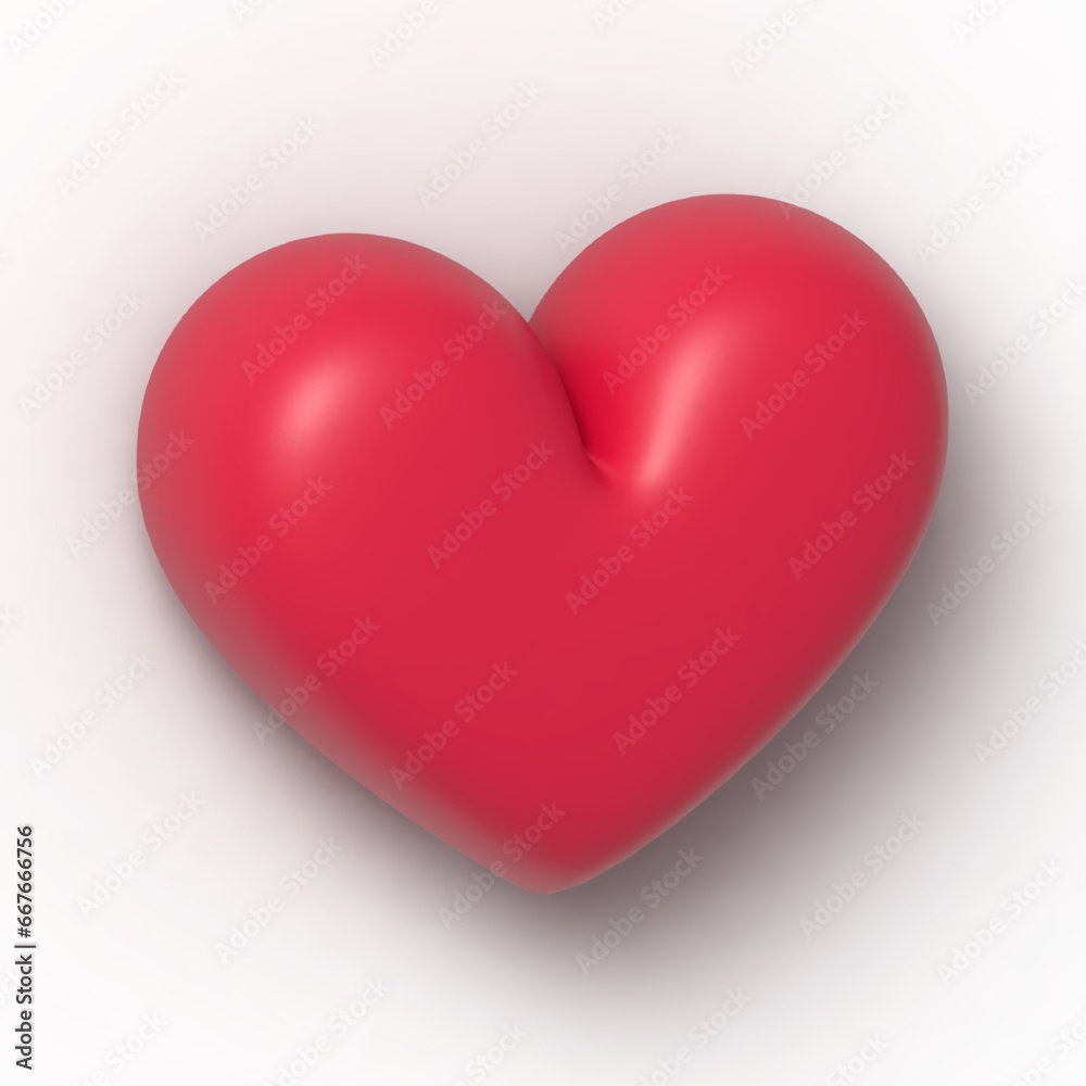 Coeur rouge en effet 3D arrondi Stock Vector | Adobe Stock