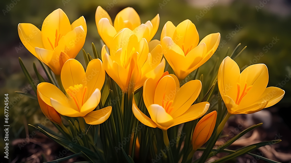 Yellow crocus background wallpaper poster PPT Stock Illustration ...