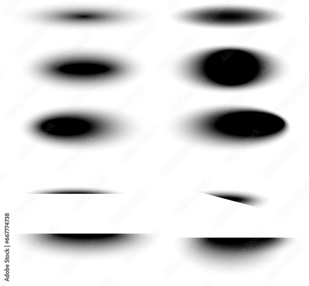 Collection of vector shadows on a transparent background. Realistic ...