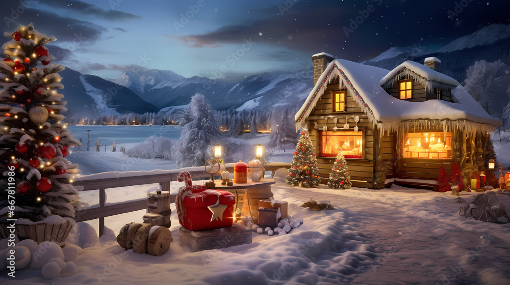 Christmas fireplace background wallpaper poster PPT Stock Illustration ...