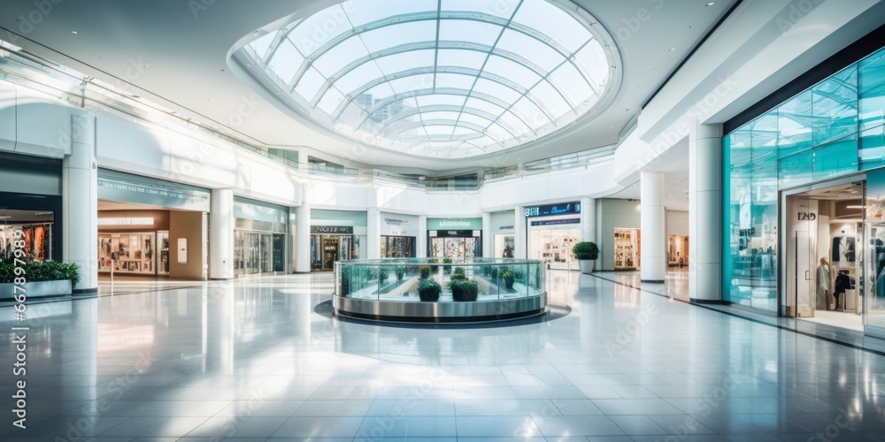 Shopping Mall Featuring Modern Technology and Elegant Glass Walls ...