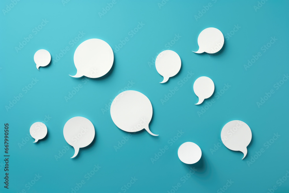 Collection of speech bubbles on vibrant blue background. Perfect for ...