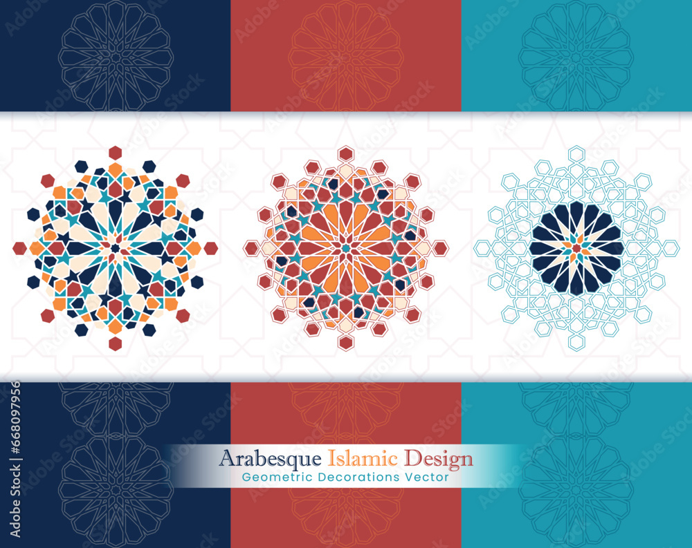 Vector de Stock Arabesque islamic banner collection. Set of arabesque ...