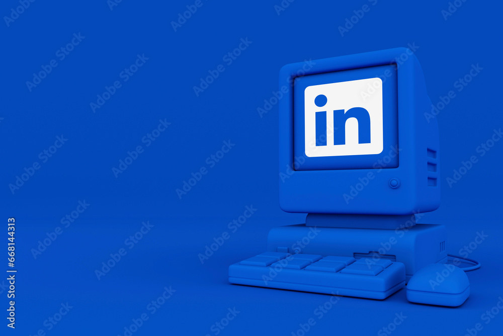 LinkedIn Logo Computer Display Vorlage 3D Design Stock Photo | Adobe Stock