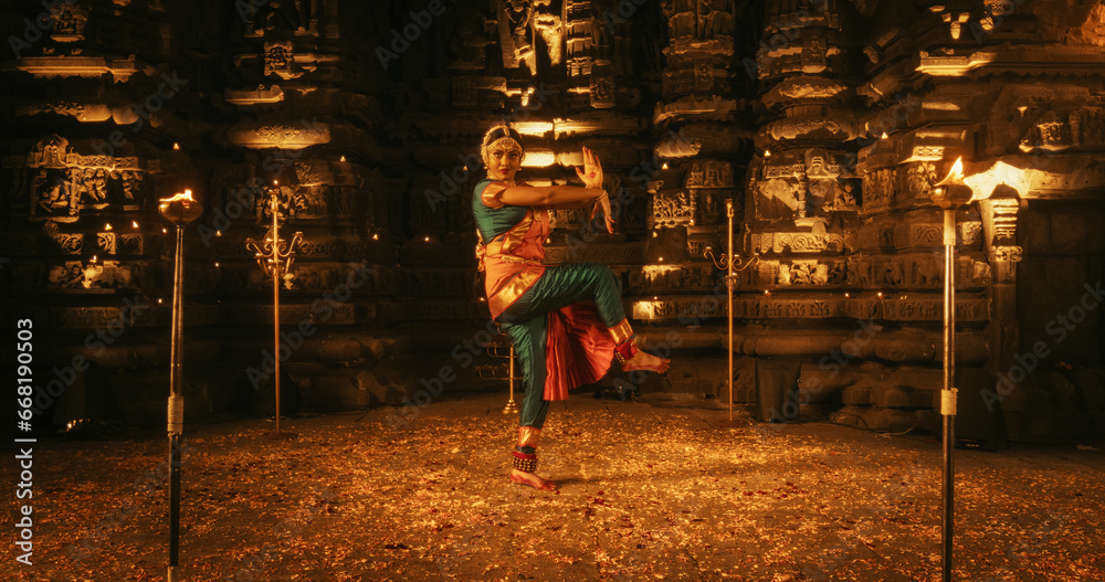 Mesmerizing Slow-Motion Portrait of Female Indian Dancer Expressing Herself Through Captivating ...